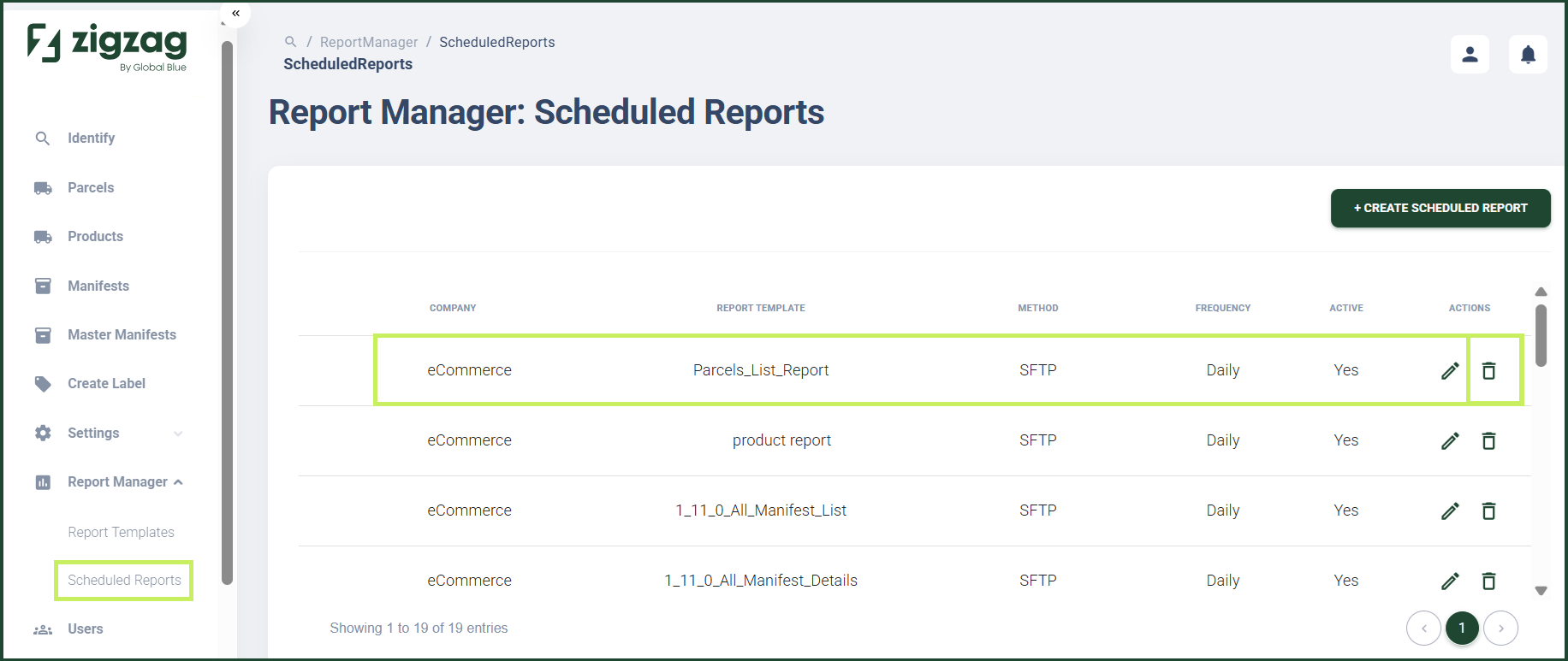 How to delete a scheduled report | ZigZag Documentation
